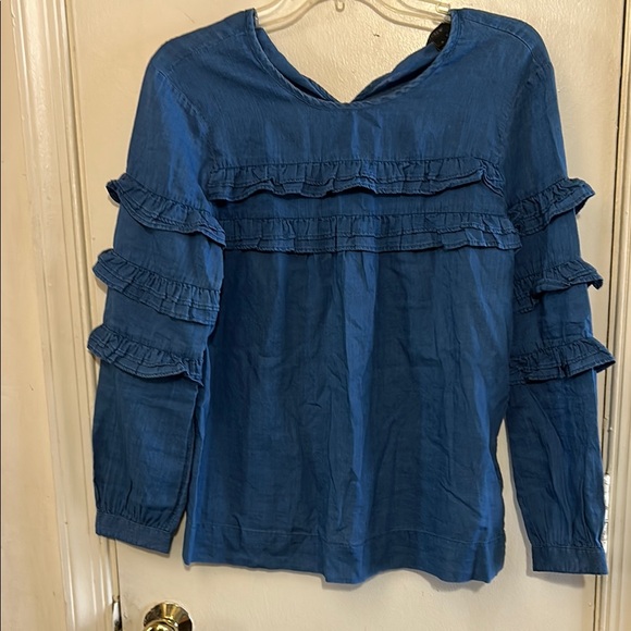 J. Crew | Tops | Blue Ruffled Womens Top | Poshmark
